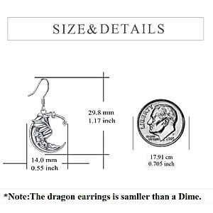 YFN Dragon Earrings Sterling Silver Wreathe Moon Dragon Drop Dangle Earrings Gift for Women