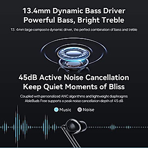 UMIDIGI Ablebuds Free Wireless Earbuds,Bluetooth 5.2 Headphones Noise Cancellation Earphones Stereo Bass Earphones，IP55 Waterproof Sports 27H Playtime in-Ear Built-in Mic Headset ENC Clear Calls