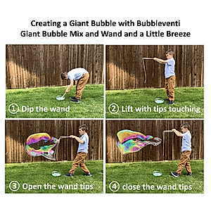 Bubbleventi Giant Bubble Kit | Made in USA | Includes 2 Wooden Wands, a Tips and Tricks Booklet, and 1 Bubble Mix - Makes 4 Gallons of Big Bubble Solution |Use atBirthdays andFamily Fun