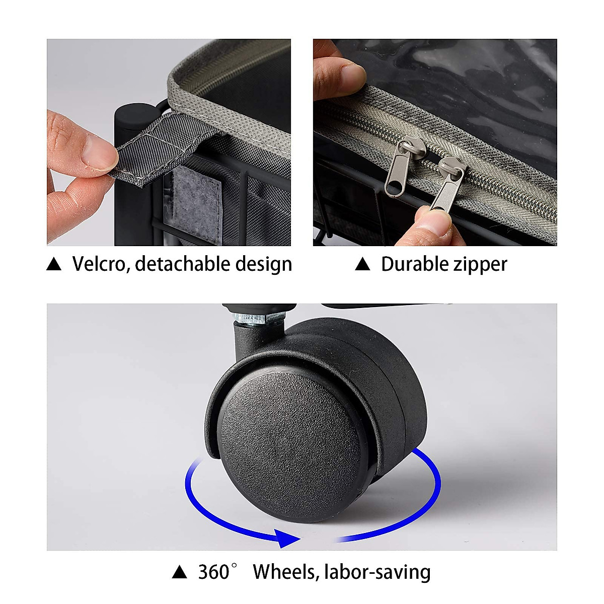 HOUSE AGAIN 2-in-1 Under Bed Clothes Storage with Wheels, Rolling Drawers Shoe Organizer, Underbed Storage Cart, Under-bed Basket with Wheels & Storage Bags, Clear Window, 2 Pack, Black