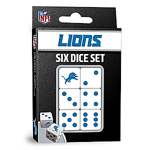 MasterPieces Game Day - NFL Detroit Lions - 6 Piece Team Logo Dice Set - D6 Standard Size