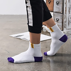 NIGEIYEME 5 Pairs Mens Cotton Crew Socks Basketball Socks All Season Climbing Running Durable Breathable Socks for Men (Bag Package-5 Pairs,Men,Male,Adult,US,Alpha,Medium,Regular,Regular)