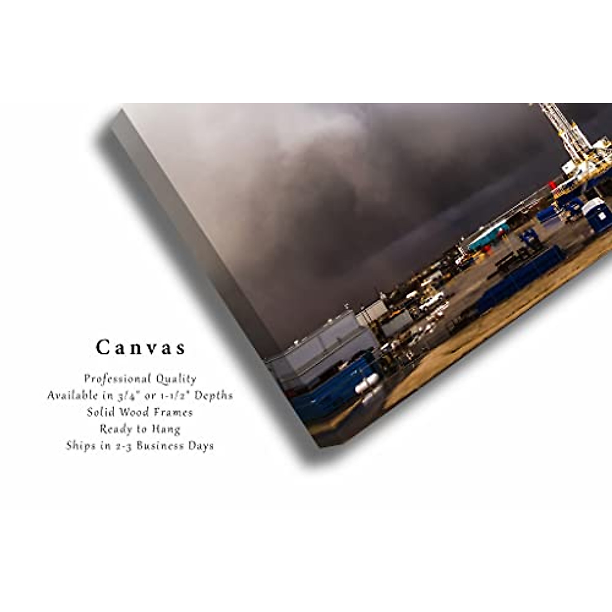 Oilfield Photography Canvas Wall Art - Gallery Wrap of Drilling Rig in Intense Storm on Spring Day in Oklahoma - Ready to Hang Oil and Gas Photo Artwork Decor 8x10 to 30x45 (1.5, 30" x 40")