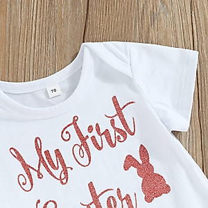 Newborn Infant Baby Girl Easter Outfit My 1st Easter Short Sleeve Romper Bodysuit and Tulle Tutu Skirt 0-18M (Pink, 3-6 Months)