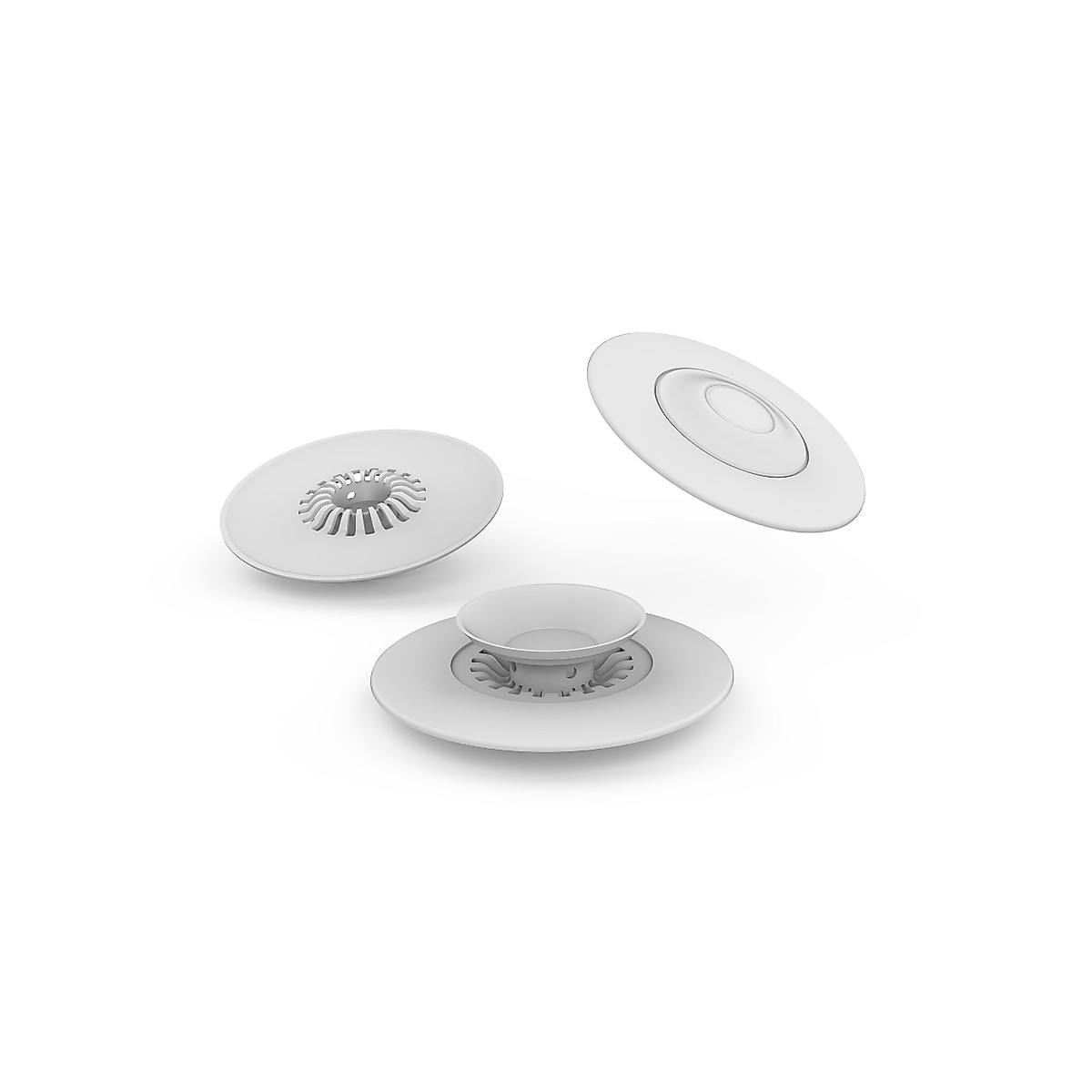 Drain Hair Catcher & Tub Stopper, 2 in 1 Bathtub Stopper, Flex Silicone Drain Catcher for Shower/Bathtub/Tub/Kitchen Sink (White, 3 Pack)