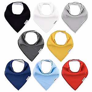 TheAZBaby Baby Bandana Drool Bibs for Boys and Girls, Organic, Plain colors, Unisex 8 Pack Baby Shower Gift Set for Teething and Drooling, Soft Absorbent and Hypoallergenic ( Solid Colors )