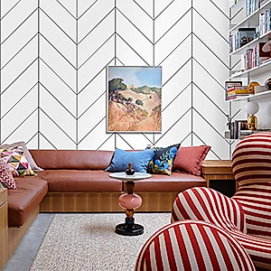 LXCREAT Peel and Stick Wallpaper Stripe Removable Wallpaper 17.71 in X 118 in Black/White Self Adhesive Wallpaper Modern Durable for Home Decoration Old Furniture Renovation Paper