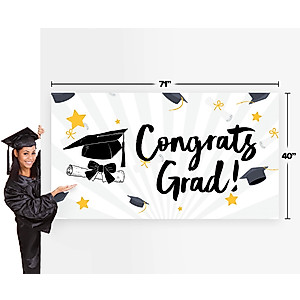 Graduation Banner 2022 - Graduation Decorations 2022 - Graduation Party Supplies 2022 - Large 71” x 40” Graduation Backdrop 2022 Decor - Congrats Grad Banners Yard Sign - Car Decorations for Parade