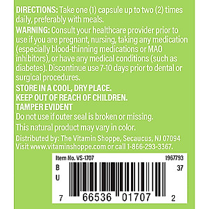 The Vitamin Shoppe Ginkgo Biloba Extract 60MG & 24% Ginkgo Flavonolglycosides, Supports Memory & Circulation, Healthy Aging Herbal Supplement (120 Capsules)