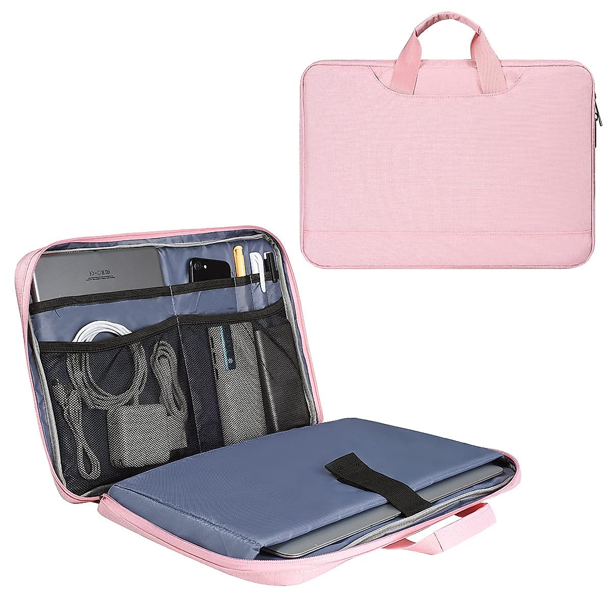 14 15 Inch Laptop Case Women Ladies Bag TSA Laptop Sleeve for MacBook Pro 14" M4/M3/M2/M1, Macbook Air 15 M4/M3, Dell XPS 15/Inspiron 14, Acer HP Lenovo ASUS Chromebook 14" Notebook Case Bag, Pink