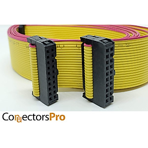 Connectors Pro 2-Pack IDC 2x10 20P 2.54mm Female Connector 80cm 31 Inches Yellow Flat Ribbon Cable, Double Rows 20 Pins 0.1” Pitch FC F/F (20P-80cm-2PK)