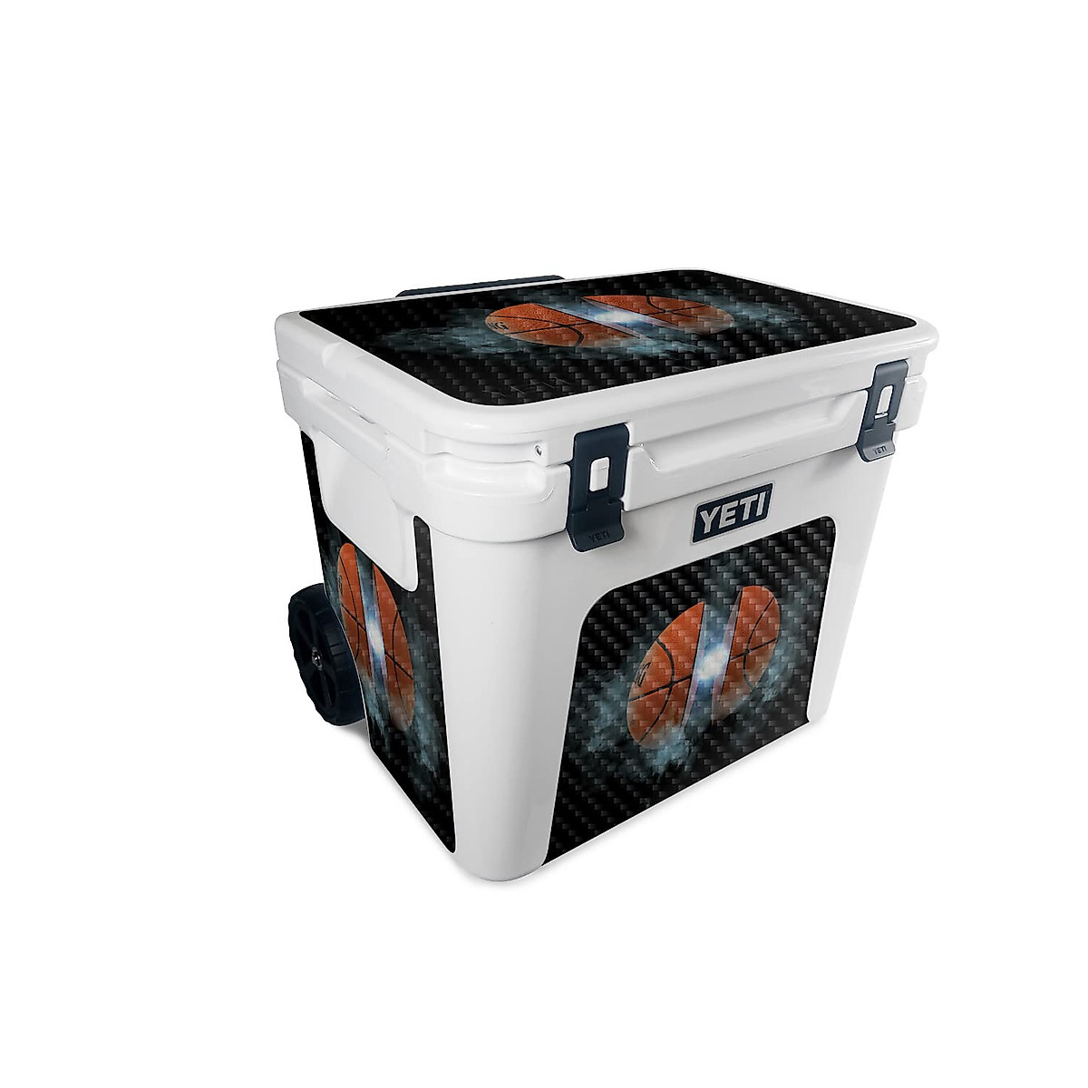 MightySkins Carbon Fiber Skin Compatible with Yeti Roadie 60 Wheeled Cooler - Basketball Orb | Protective Durable Textured Carbon Fiber Finish | Easy to Apply and Change Style | Made in The USA