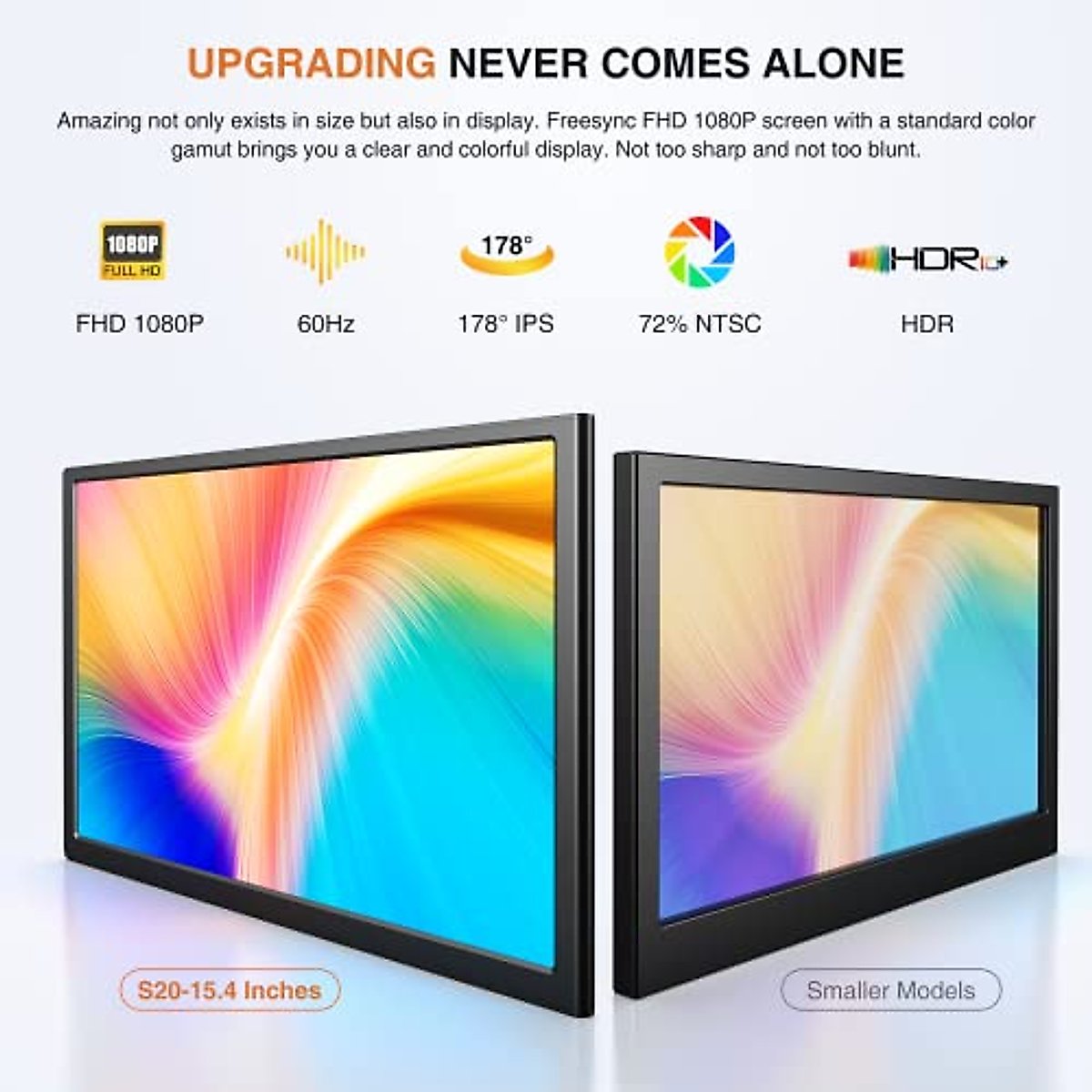LIMINK 15.4" Portable Triple Monitor for 15.6-18.5” Notebooks | 1080P IPS Double Freestanding Narrow-Bezel Laptop Screen Extender | Compatible with MacOS & Windows | Powered by USB-C & HDMI