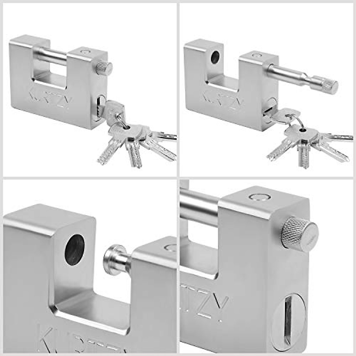 Kurtzy Heavy Duty 1kg Padlocks with 10 Keys (2 Pack) - Hardened Solid Steel Hardware Monoblock Lock - 12mm Thick Shackle - Protect Garages, Containers, Sheds, Shutters, Lockers, Gates and Warehouses