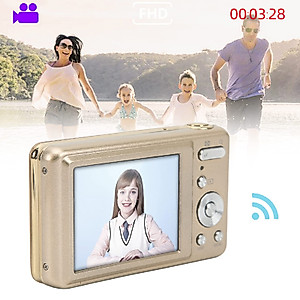Portable Digital Camera, 48MP HD Digital Camera with 2.7in Screen and 8X Zoom, Vlogging Camera for Children Beginners, Supports 32GB Storage Expansion (Gold)