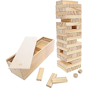 WE Games Wooden Block Stacking Party Game for Adults, Tumble Tower Wedding Guest Book Alternative, Tabletop Games, Includes Storage Case, 12 inches