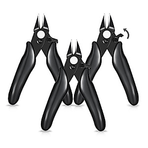 3 Packs 3.5 Inch Micro Cutter with Lock Flush Cutter Mini Wire Cutters Side Cutters Diagonal Cutting Pliers Small Flush Cut Pliers Jewelers Tools Soft Wire Snips Nippers for Electronic, Model, Black