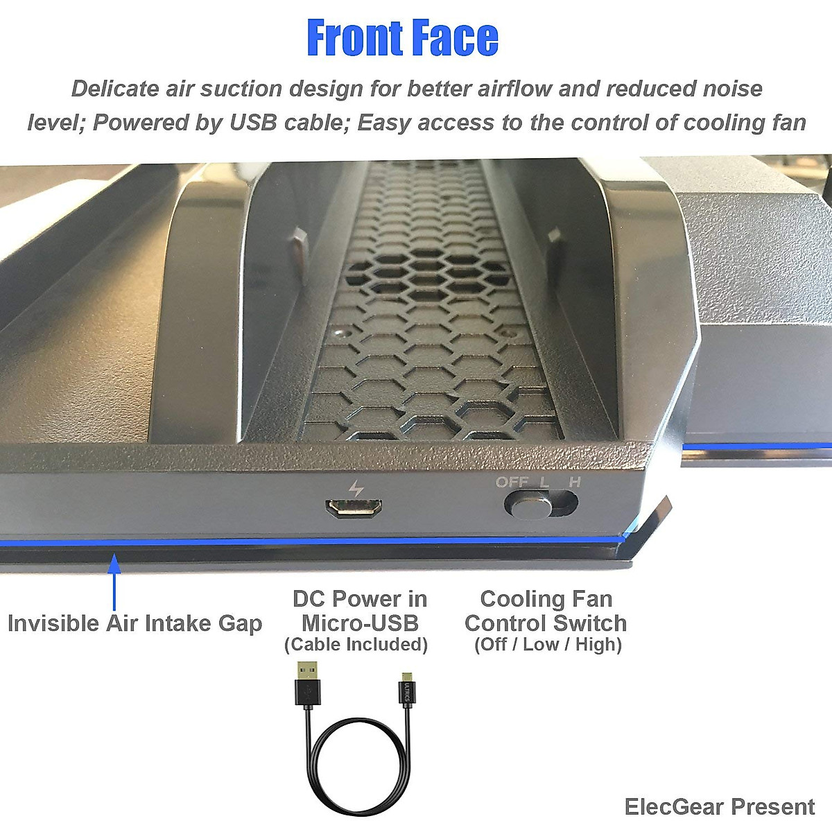 PS4 Stand Vertical Display Stand Charger for PlayStation PS VR Headset, PS4, Pro, Slim Console, DualShock 4 & Move Motion Controller