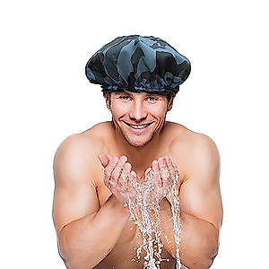 ZKLLGHE Shower Cap for Women Men Shower Hat Waterproof-Double Layer-Reusable Elastic Bath Caps for Boys Girls Hair Cap for Shower