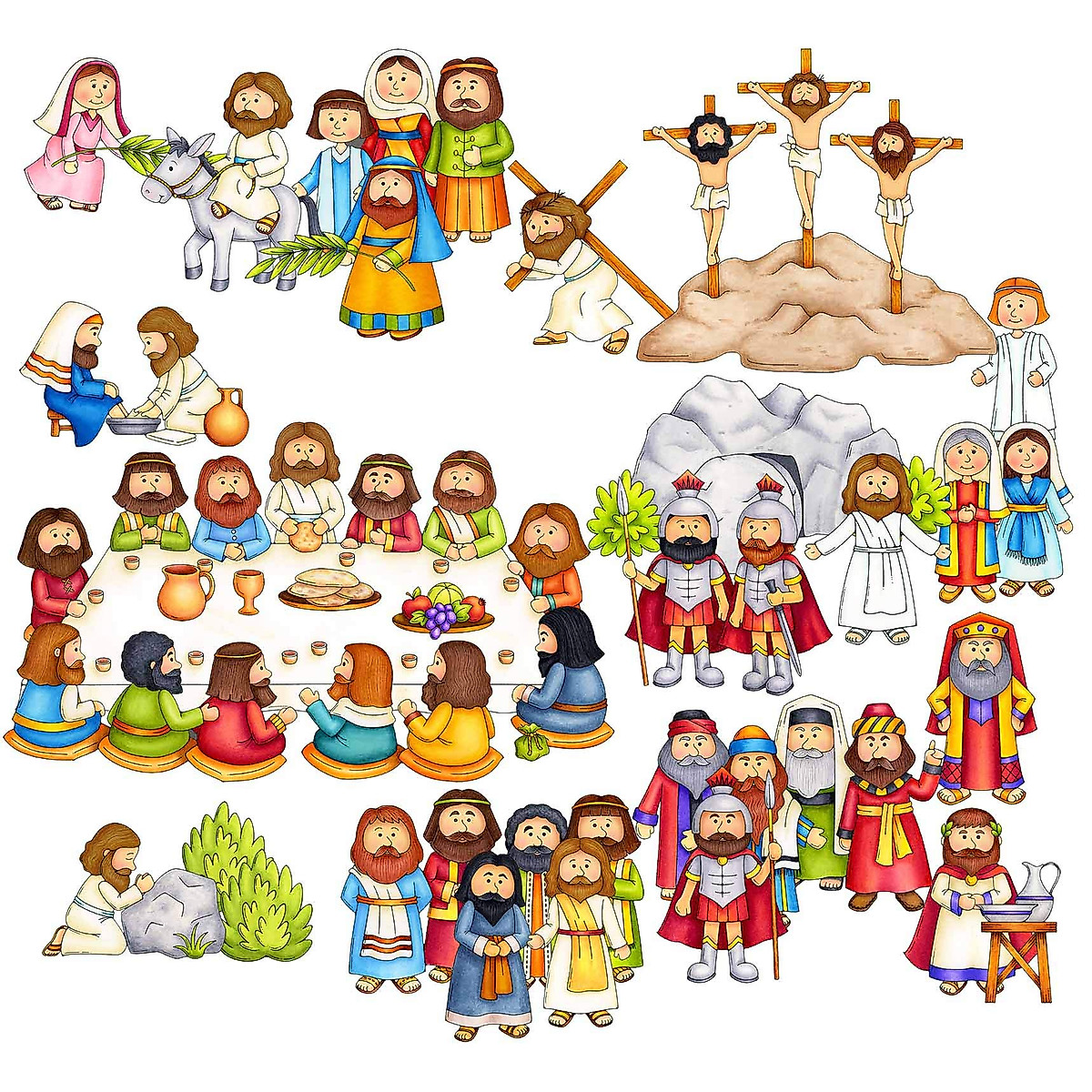 Easter Deluxe Felt Set for Bible Flannel Board Stories 37 Pieces Activity Pages Story He Has Risen Precut Figures Last Supper Crucifixion Resurrection Triumphant Entry Trial Gethsemane