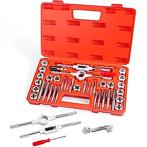 EFFICERE 40-Piece Premium Tap and Die Set, SAE Unified Screw Thread, Size #4 to 1/2” | Include UNC Coarse, UNF Fine and NPT Threads | Essential Threading Tool Kit with Complete Handles and Accessories
