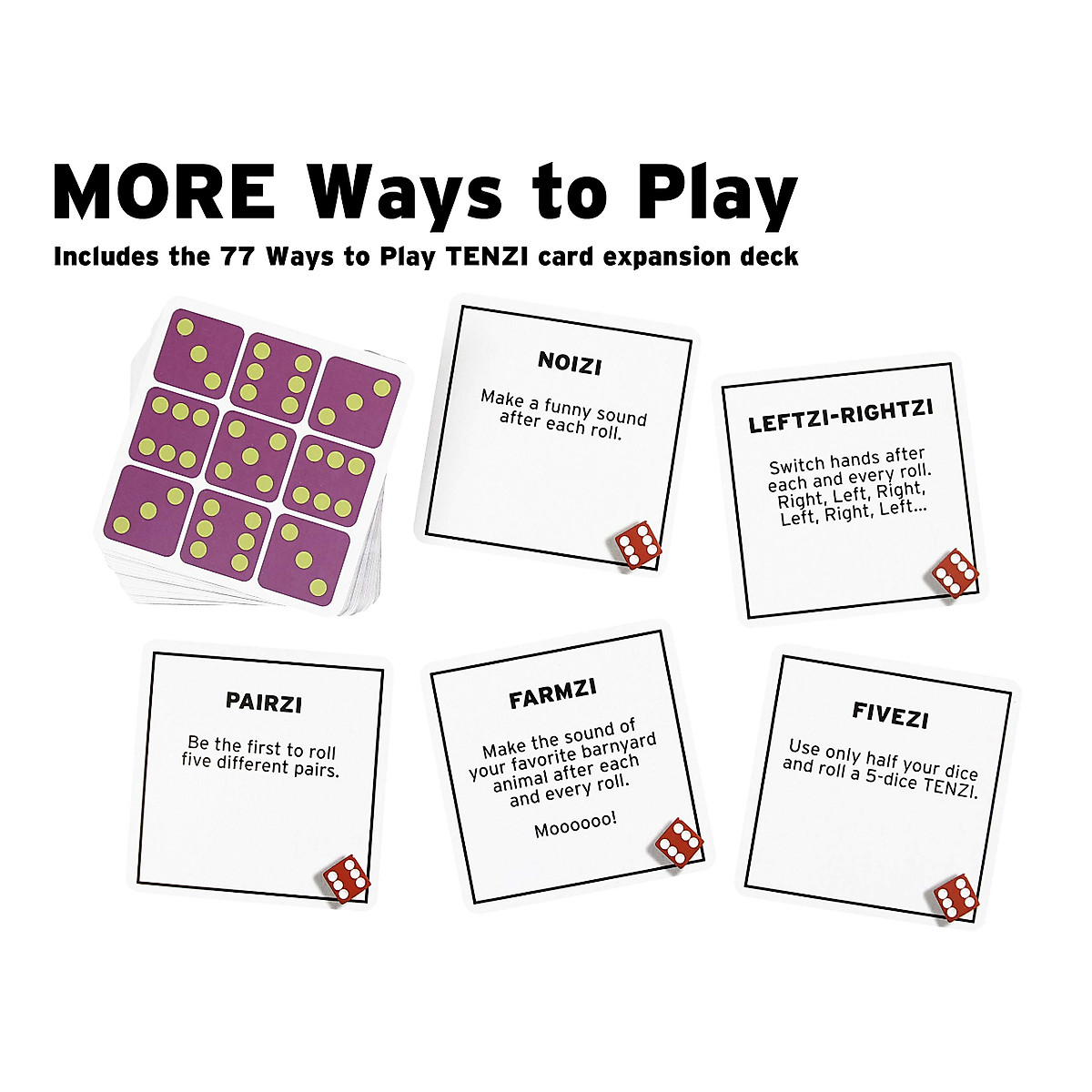 TENZI Dice Party Game Bundle with 77 Ways to Play A Fun, Fast Frenzy for The Whole Family - 4 Sets of 10 Colored Dice with Storage Tube - Colors May Vary