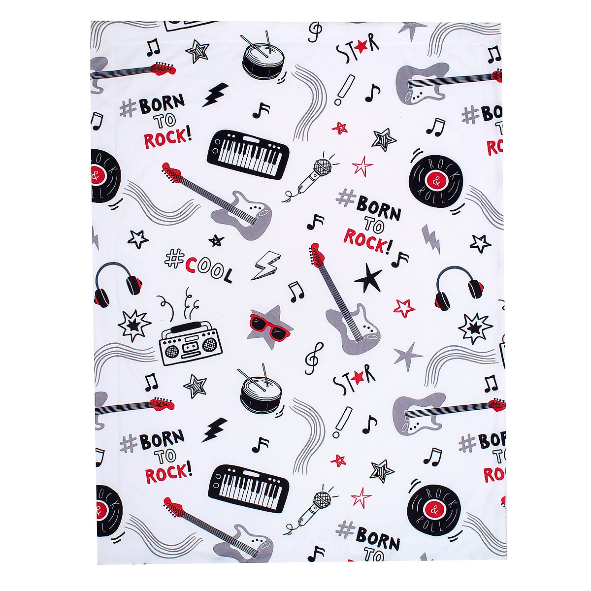 Lambs & Ivy Rock Star Baby Blanket - White, Modern