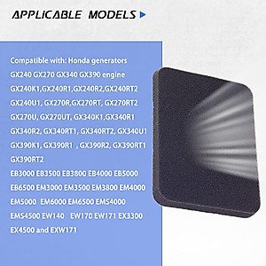 KLWZH 17211-899-000 Air Filter for Honda Generator EB3000 EB3500 EB3800 EM3000 EM3500 EM3800 EB4000 EB5000 EB6500 EM4000 EM5000 EM6000 EM6500 EW140 GX390 GX340 GX240 GX270 Engine