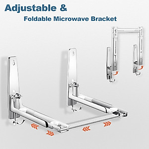 Microwave Bracket Wall Mount, Stainless Steel Microwave Oven Stand Shelf Rack, Heavy Duty and Sturdy Brackets for Kitchen Space Saver, Max Load 100 lbs