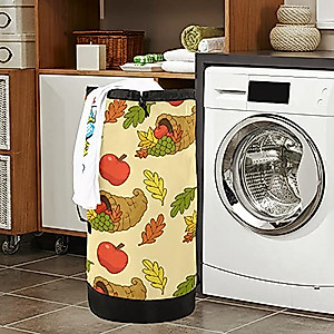 Thanksgiving Autumn Laundry Bag Heavy Duty Laundry Backpack with Shoulder Straps Handles Travel Laundry bag Drawstring Closure Dirty Clothes Organizer For College Dorm, Apartment, Camp Travel