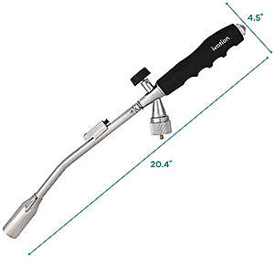 Ivation Charcoal Starter, Propane Charcoal Lighter, Quickly & Easily Ignite BBQ Grill, Smoker, Fireplace & Burn Weed, Torch Fire Starter with Button Ignition, Adjustable Flame, Tank Not Included