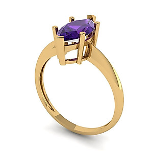 Clara Pucci 1.4ct Marquise Cut Solitaire Natural Amethyst Proposal Wedding Bridal Designer Anniversary Ring 14k Yellow Gold for Women