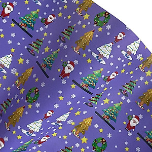 ONEART 12" x 53" Christmas Theme Jelly Vinyl, Colorful Waterproof Xmas Tree Santa Claus Printed Vinyl Fabric (Santa Claus B)