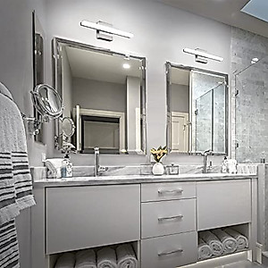 Combuh Modern Bathroom Light Fixtures Over Mirror 16 Inch IP44 9W Chrome Bathroom Vanity Light for Bathroom Wall Lights Cool White 6000K