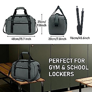 ECOHUB Small Gym Bag Travel Duffle Bag with Wet Pocket & Shoes Bag Waterproof Personal Item Bag Weekender Bag for Men and Women Overnight Shoulder Bag with Laptop Compartment (Gray)