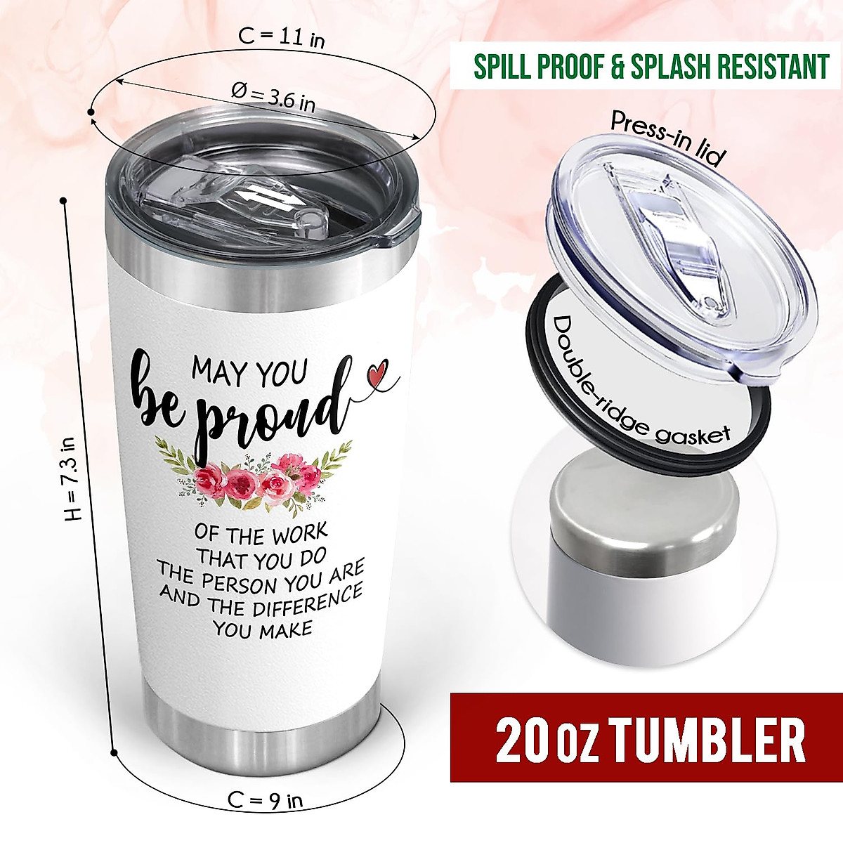 OASSIE Inspirational Gifts for Women - 20 oz Stainless Steel Insulated Coffee Tumbler With Lid - Mothers Day Teachers Day Birthday Appreciation Thank You Gifts for Coworkers Teachers Friends