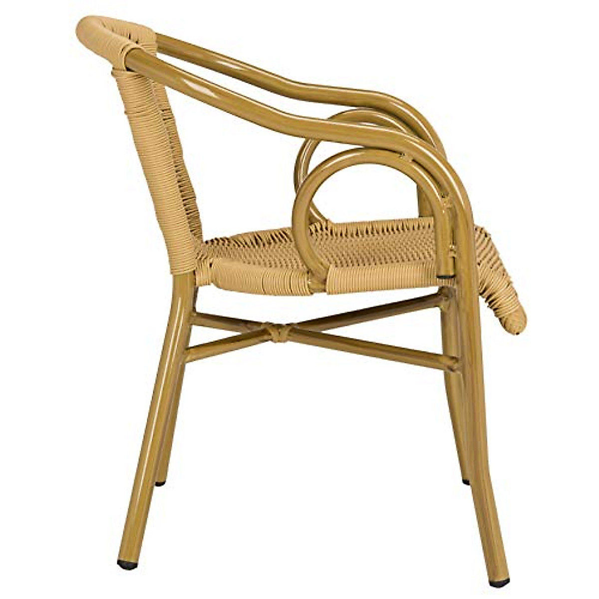 Safavieh PAT4000B-SET2 Outdoor Collection Dagny Natural and Light Brown Stacking Arm Chair