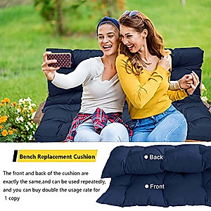 lsxlkha Outdoor Swing Cushions 3 Seater Waterproof, Swing Cushion Replacement Porch Swing Cushions with Backrest Bench Cushion for Patio Loveseat Pad Outdoor Furniture (Dark Blue 60x40in)