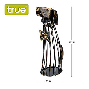 True Dog Wine Cork Holder, Decorative Wine Cork Storage and Decor, Set of 1, Rustic Bronze Finish, Holds 50 Wine Corks