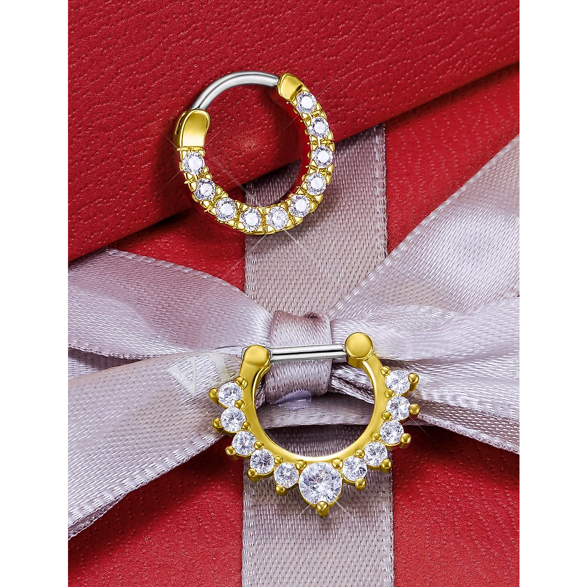 Msndnkwo 16G Septum Ring for Women Men 316L Surgical Stainless Steel Septum Jewelry Nipple Rings Nose Ring Seamless Hinged Segment Clicker CZ Daith Rook Helix Tragus Cartilage Piercing Jewelry