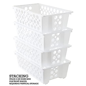Organize Your Home Short Slide-It Baskets, 2 Pack, Stacking and Sliding Modular Storage, Great Organizing Bins for Pantry, Closet, Bedroom, Office, and all Storage, 14” x 8.9” x 4.5”