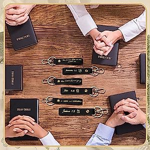 20 Pcs Christian Key Chain Leather Religious Keychain Inspirational Bible Key Chains Verse Quote Keychains Christmas Gifts (Black Gold)