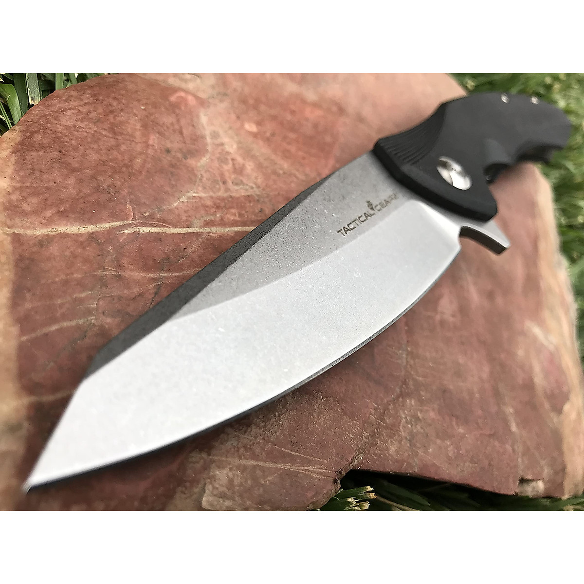 TACTICAL GEARZ Pocket Knife for EDC! G10 Handle! D2 Steel Stonewashed Blade! Includes Sheath! (Zeta)