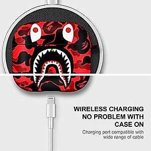 CULIPPA for AirPods 3 Case Cover Shark Mouth Camo Style Pattern Design for Airpods 3nd Generation Silicone Protective Case Shockproof for Women Girls with Keychain for Apple Airpods 3 Charging Case