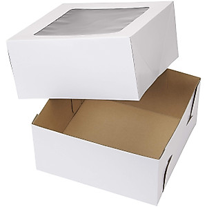 Wilton 12-Inch Cake Boxes with Windows for 10-Inch Cakes, White, Sturdy Cardboard, 6-Count