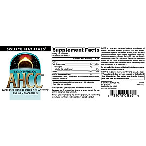 Source Naturals AHCC 750 mg Increases Natural Killer Cell Activity* - 30 Capsules