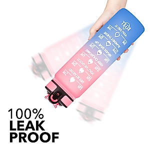 Hyeta 32 oz Water Bottles with Times to Drink and Straw, Motivational Water Bottle with Time Marker, Leakproof, Drinking Sports Water Bottle for Fitness, Gym and Outdoor