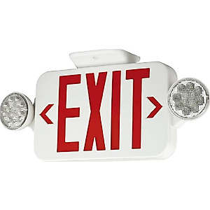Self-Testing Combo All LED Exit Sign with Emergency Lights - 90-Minute Battery Backup Hard Wired Dual-Voltage 120V/277V, Durable Thermoplastic & Adjustable Heads, UL 924 listed, Easy Installation