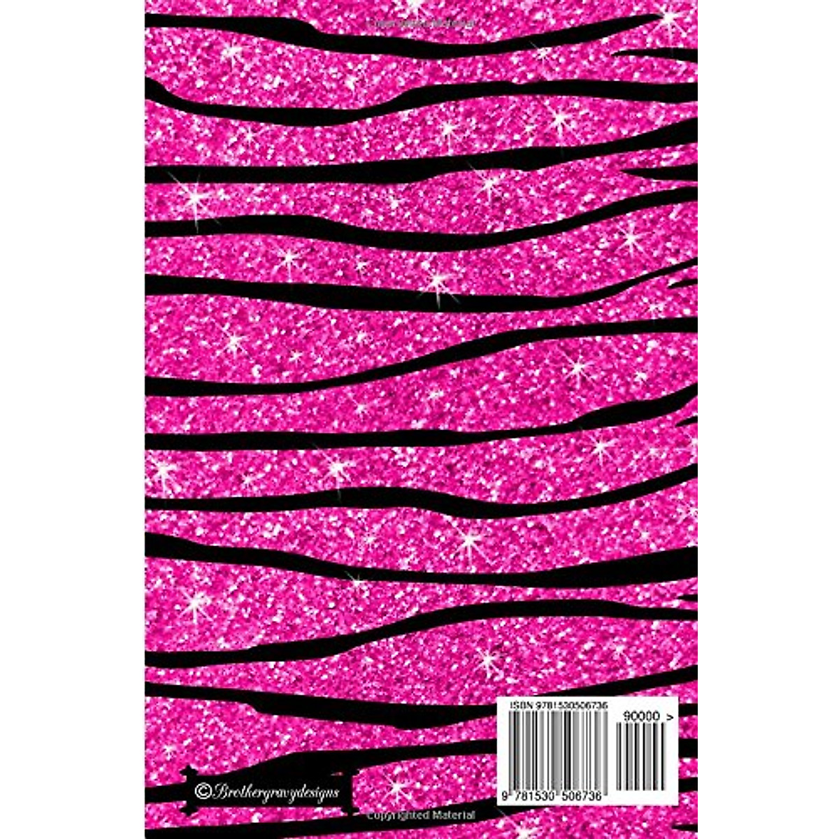 Journal: Faux neon hot pink glitter zebra stripes notebook