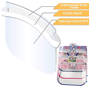 CRADLE PLUS PREGNANCY BABY & TODDLERS Kid Face Shield 4 PACK Anti-Fog Face Shield for Kid UNICORN design Reusable (Unicorns, Pack of 4)